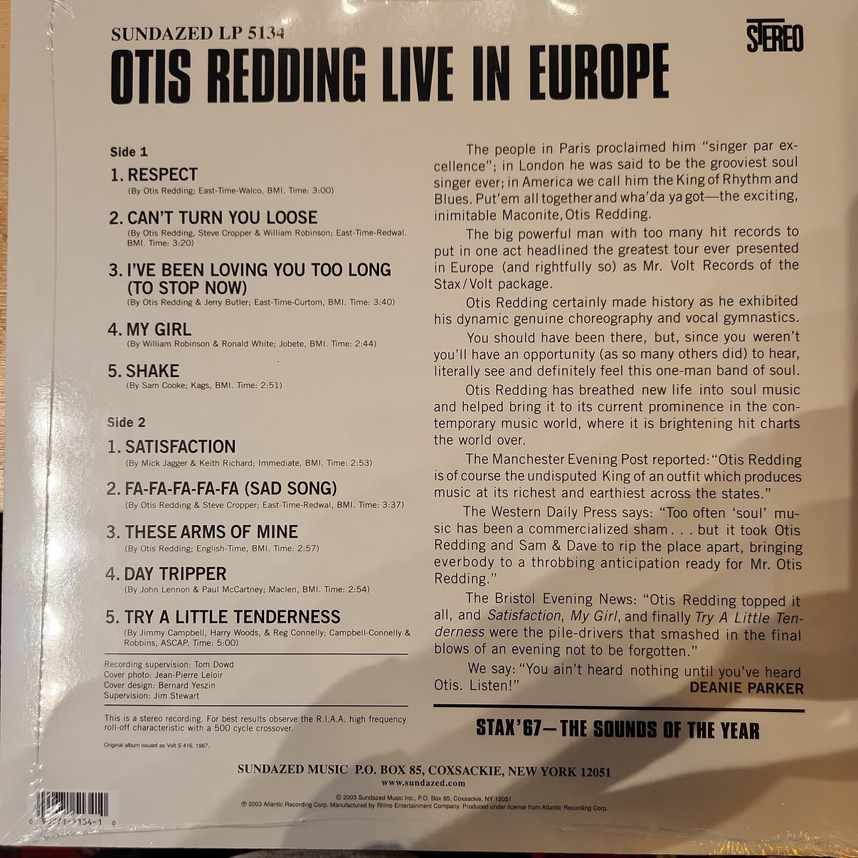 Otis Redding - Live In Europe - Vinyl LP – Badlandsvinyl